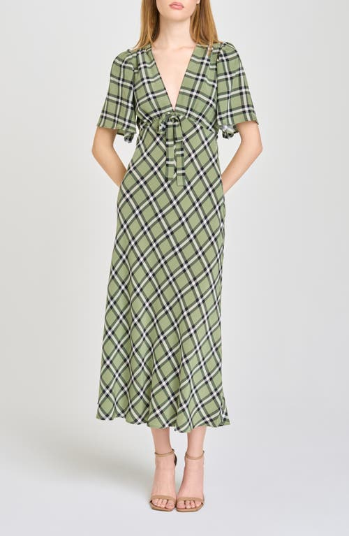 WAYF WAYF Jules Plaid Midi Dress with Flutter Sleeves